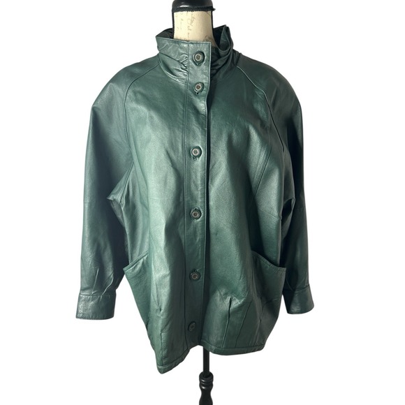 Vintage | Jackets & Coats | Vintage 8s Forest Green Leather Coat ...